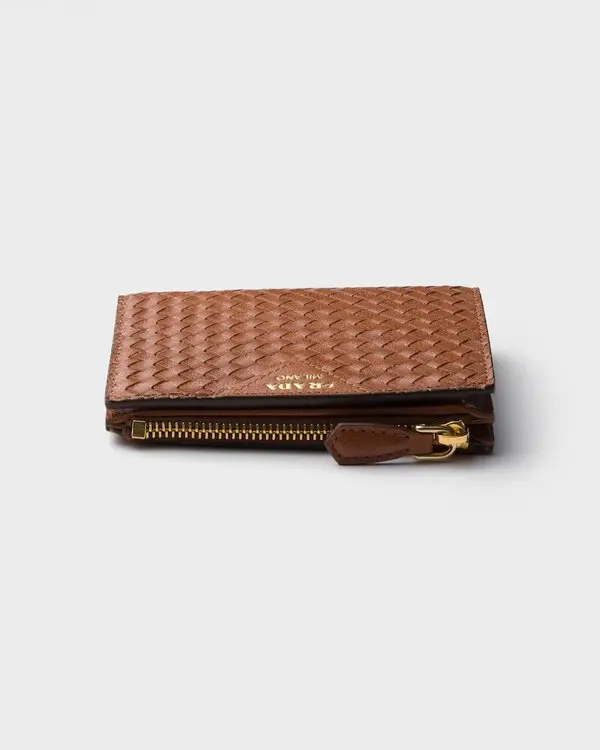 Prada Small Woven Madras Leather Wallet