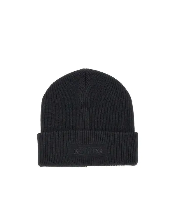 Iceberg Ribbed Logo Beanie Hat