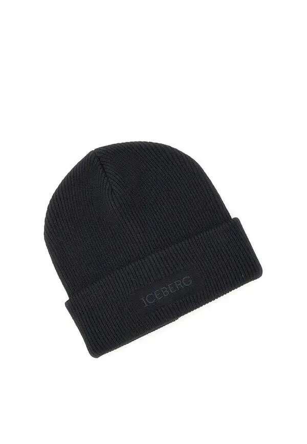 Iceberg Ribbed Logo Beanie Hat