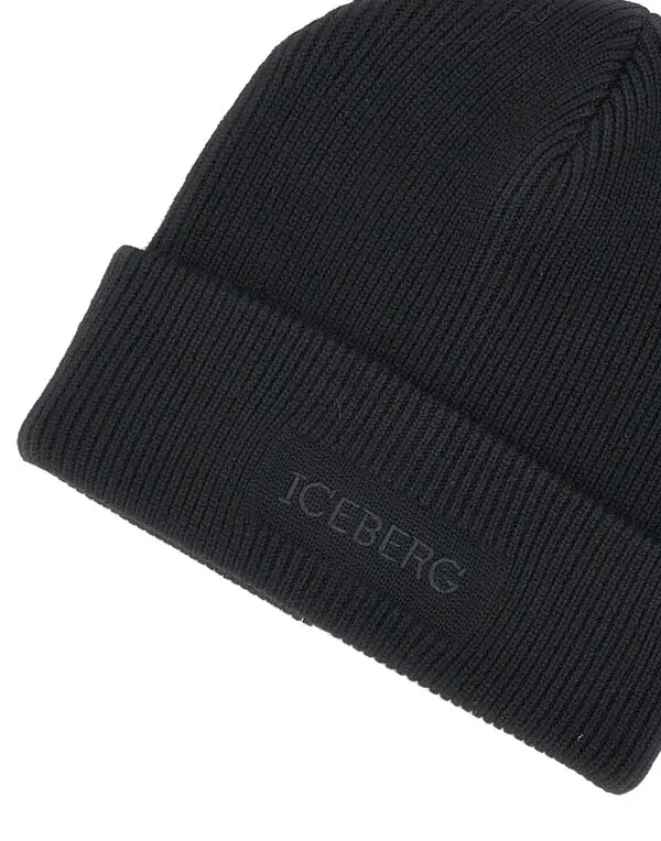 Iceberg Ribbed Logo Beanie Hat