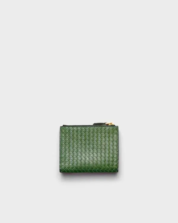 Prada Small Woven Madras Leather Wallet