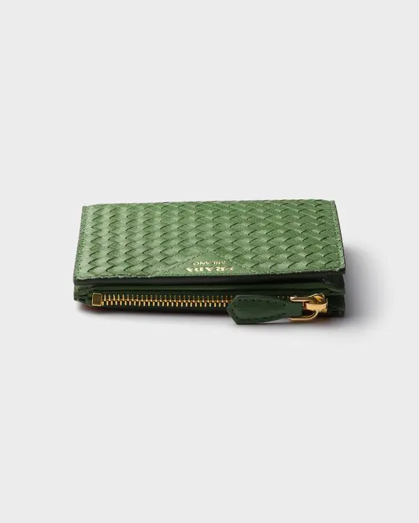 Prada Small Woven Madras Leather Wallet