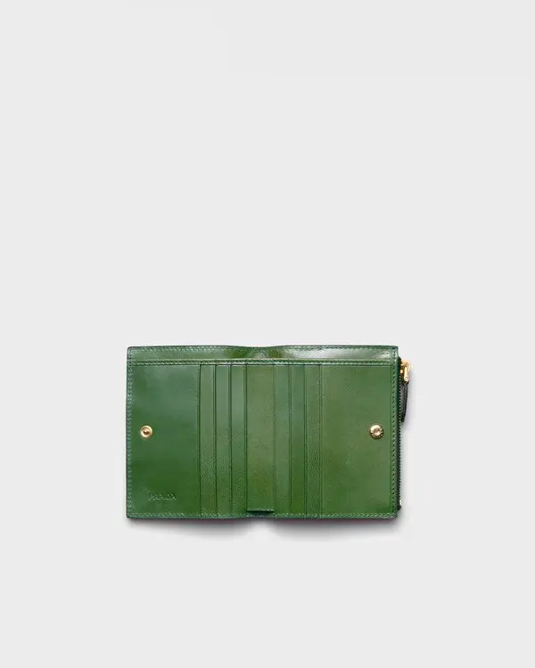 Prada Small Woven Madras Leather Wallet