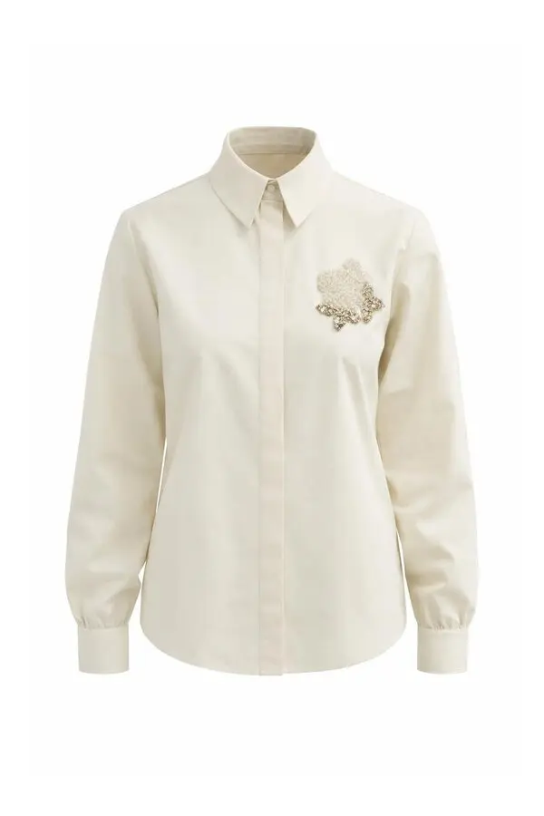 EXQUISE Embroidered Cotton Shirt