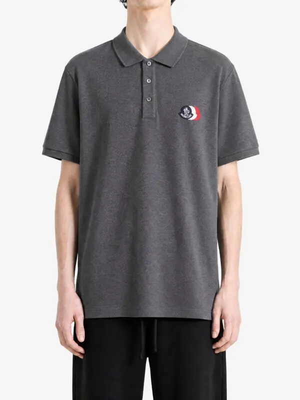 Moncler Shark Patch Piquet Polo Shirt
