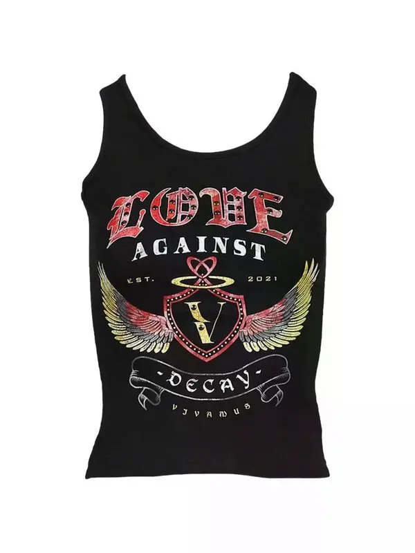 VIVAMUS Graphic-print Cropped Tank Top - Black