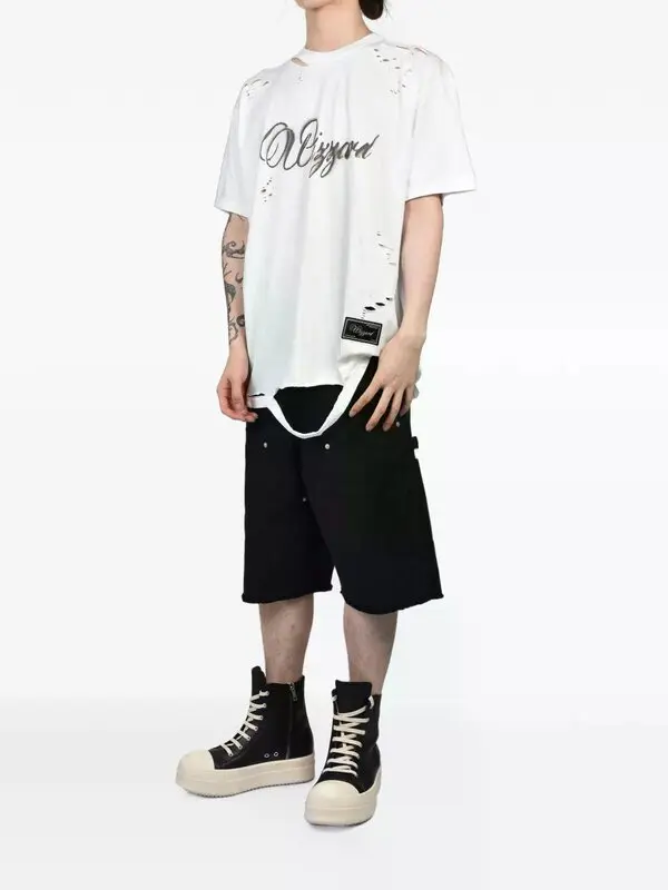 WIZZARD Distressed Graphic-print T-shirt