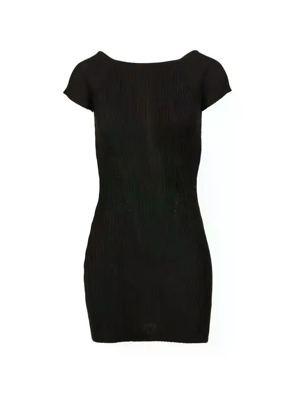 BOHEMSEO Ribbed Cap-sleeve Mini Dress