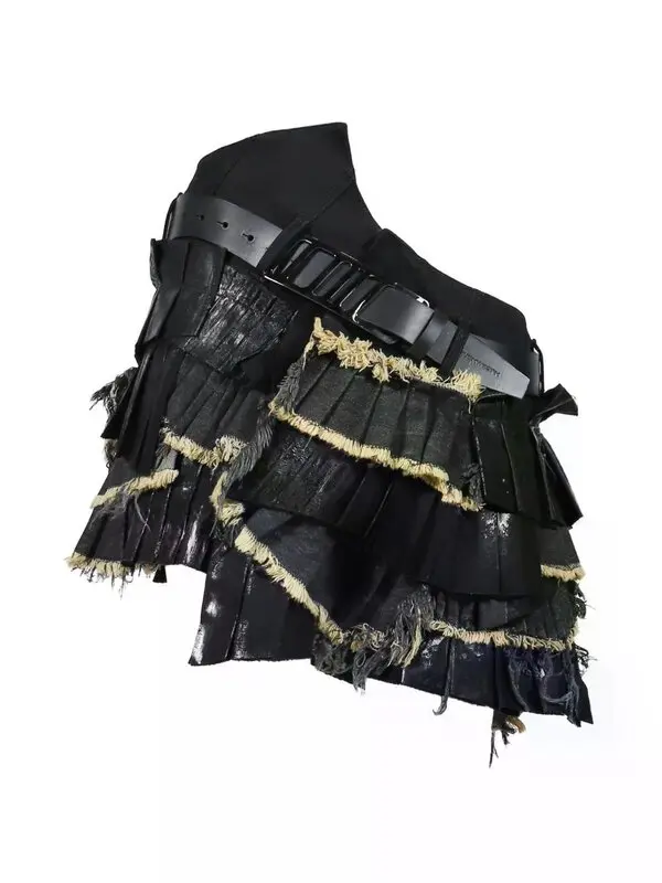ONRUSH Asymmetric Layered Mini Skirt - Black