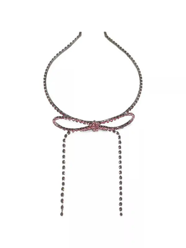 YELLOWSWALLOW Crystal-embellished Ribbon Hairband - Pink
