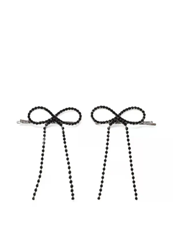 YELLOWSWALLOW Bow Stone-embellished Hair Clips