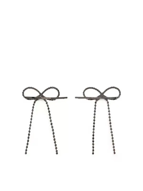 YELLOWSWALLOW Bow Stone-embellished Hair Clips