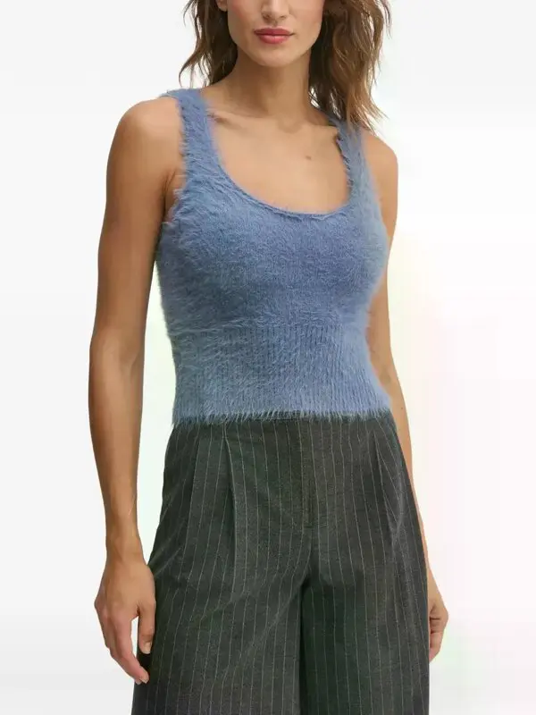 Sisley Fuzzy-knit Scoop-neck Top
