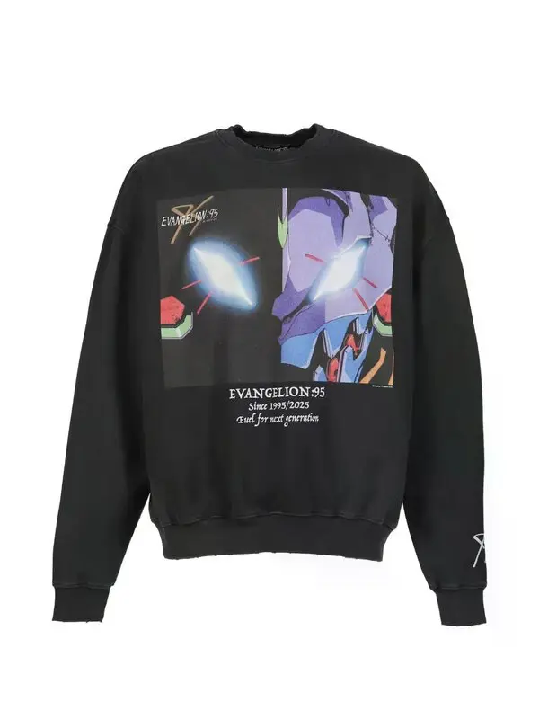 EVANGELI0N 95 Graphic-print Cotton Sweatshirt - Black