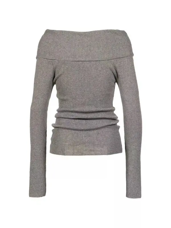 BOHEMSEO Off-shoulder Ribbed Sweater