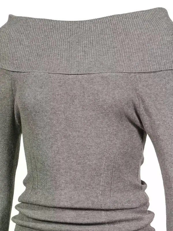 BOHEMSEO Off-shoulder Ribbed Sweater
