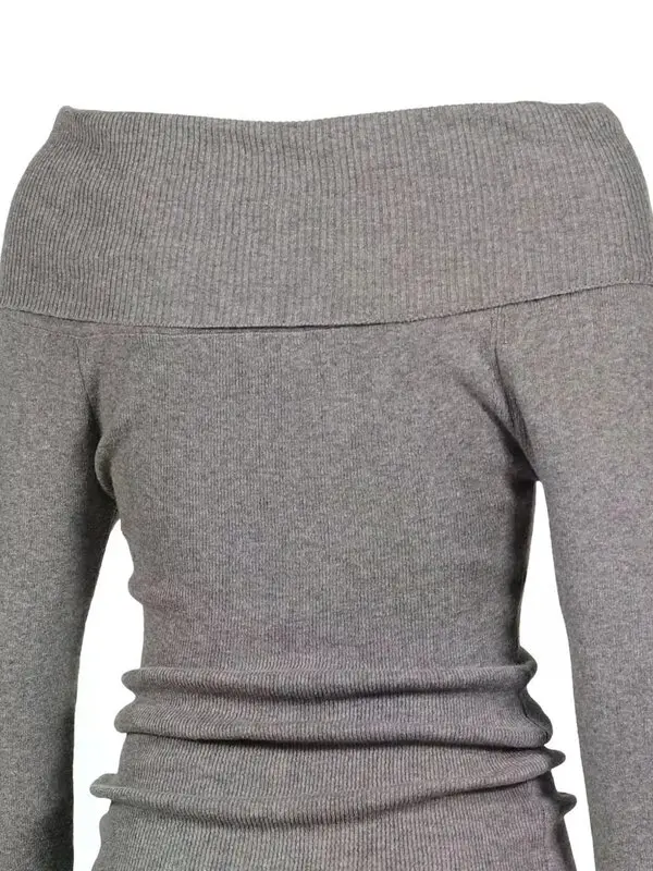 BOHEMSEO Off-shoulder Ribbed Sweater