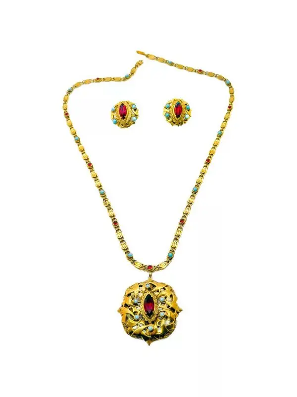 JENNIFER GIBSON JEWELLERY Sandor Renaissance Inspired Necklace And Earrings - Gold