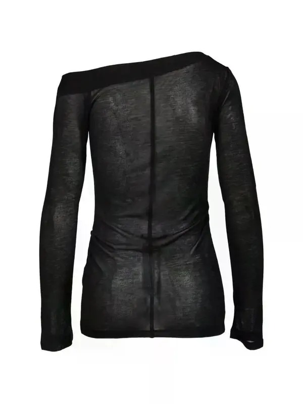 BOHEMSEO Off-shoulder Sheer Long-sleeved T-shirt