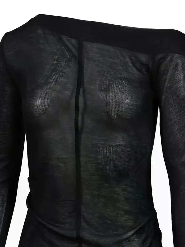 BOHEMSEO Off-shoulder Sheer Long-sleeved T-shirt