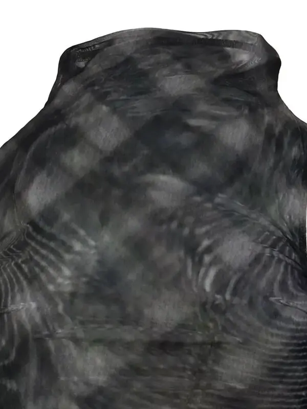 BOHEMSEO Check Pattern Sheer Mesh Sleeveless Top