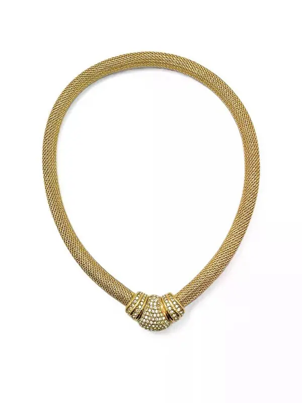 Dior 1980s Mesh Rhinestone Necklace - Gold