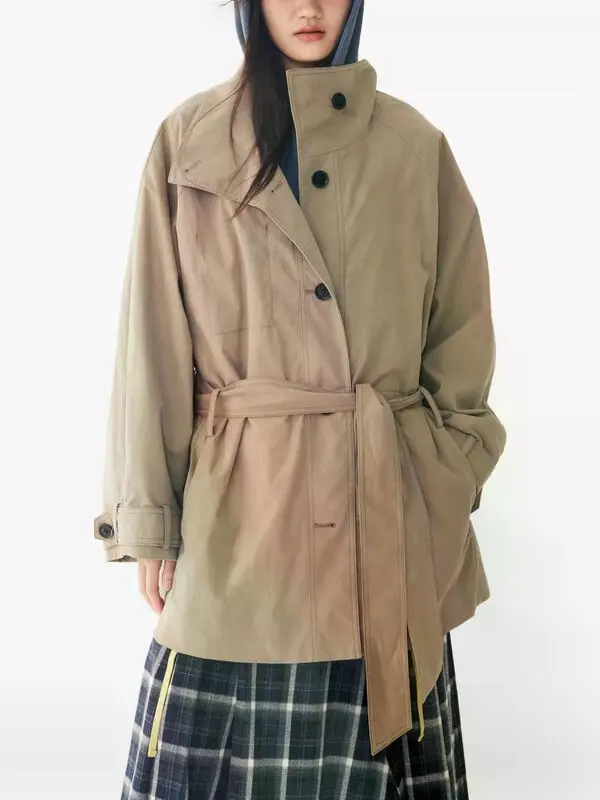 STUDIO TOMBOY Belted Button-front Single-breasted Coat