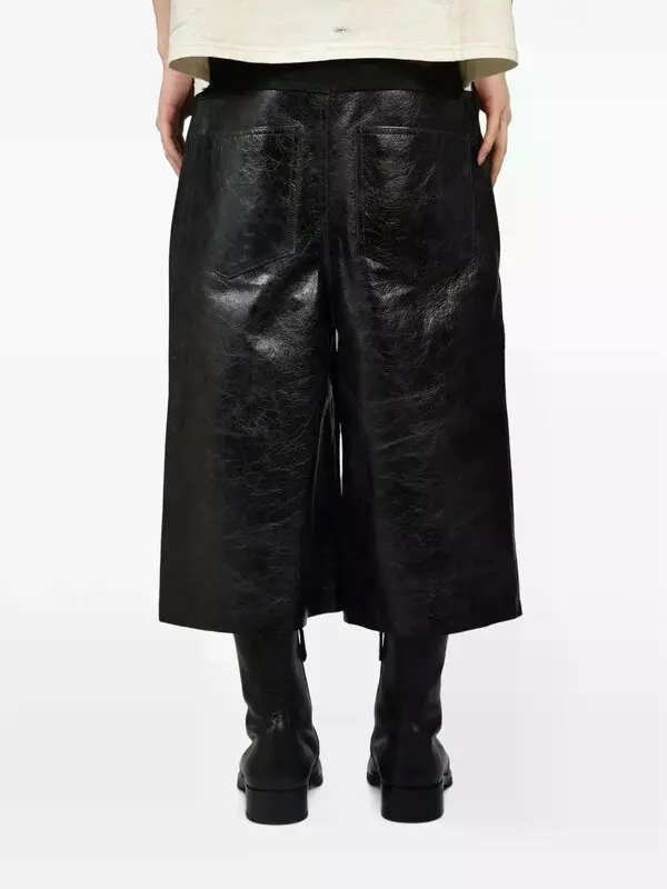 SEKRIT Cross-patch Leather Shorts