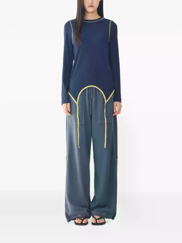 STUDIO TOMBOY Pigment-dyed Wide-leg Track Pants - Blue