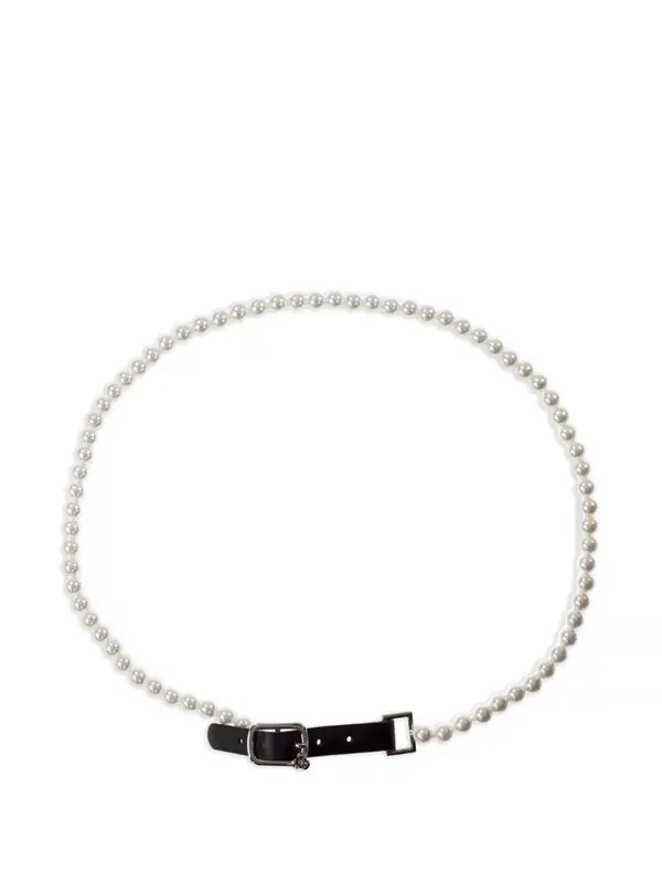 YELLOWSWALLOW Pearl-embellished Belt - White