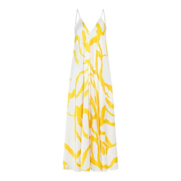 BELYED HANDCRAFT Morane – Printed Crepe Silk Midi Dress Belyed - Yellow