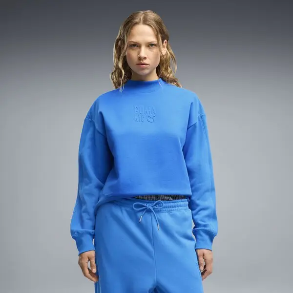 PUMA Nyc Mock Neck Crew Sweatshirt - Blue