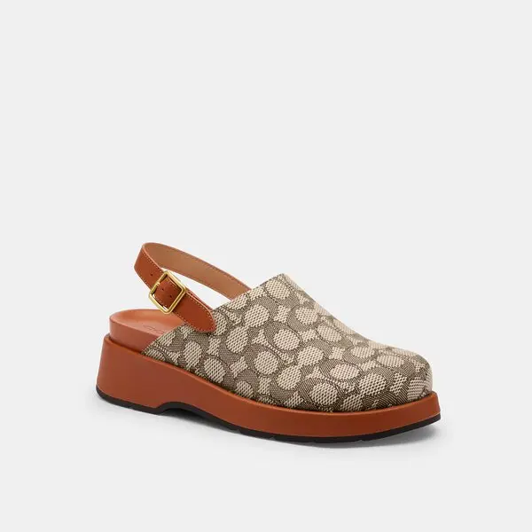 COACH OUTLET Sculpted C Platform Clog In Signature Textile Jacquard - Cocoa/burnished Amber