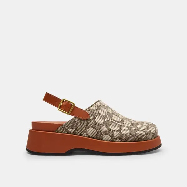 COACH OUTLET Sculpted C Platform Clog In Signature Textile Jacquard