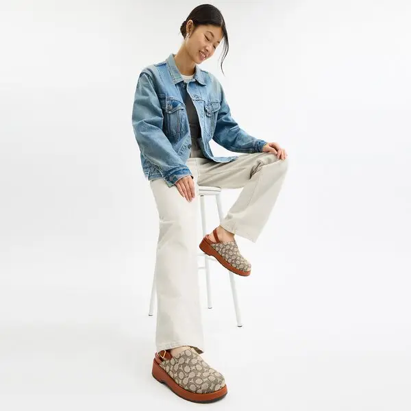 COACH OUTLET Sculpted C Platform Clog In Signature Textile Jacquard