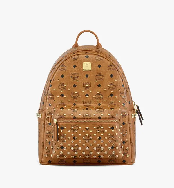 Mcm Stark Side Studs Backpack In Gold Crystal Visetos