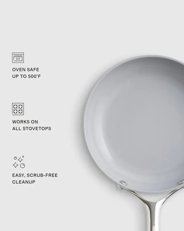 Quince Ceramic Nonstick Frying Pan Set: 8", 10" & 12 - Ivory