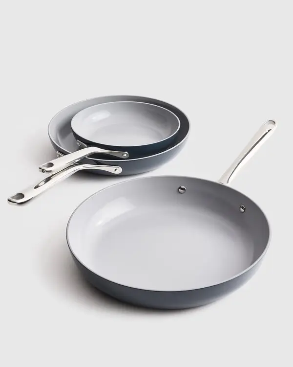 Quince Ceramic Nonstick Frying Pan Set: 8", 10" & 12 - Navy