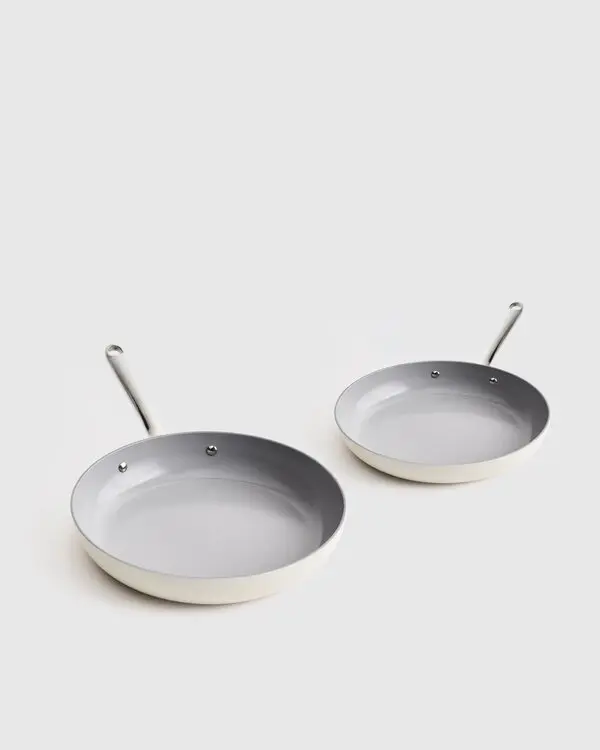Quince Ceramic Nonstick Frying Pan Set: 10" & 12 - Ivory