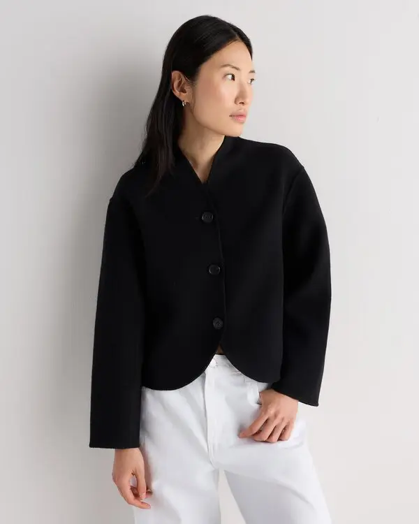 Quince Double-faced Merino Wool Collarless Cropped Jacket