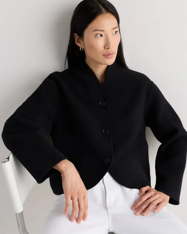 Quince Double-faced Merino Wool Collarless Cropped Jacket