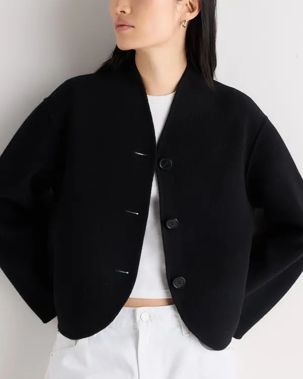Quince Double-faced Merino Wool Collarless Cropped Jacket