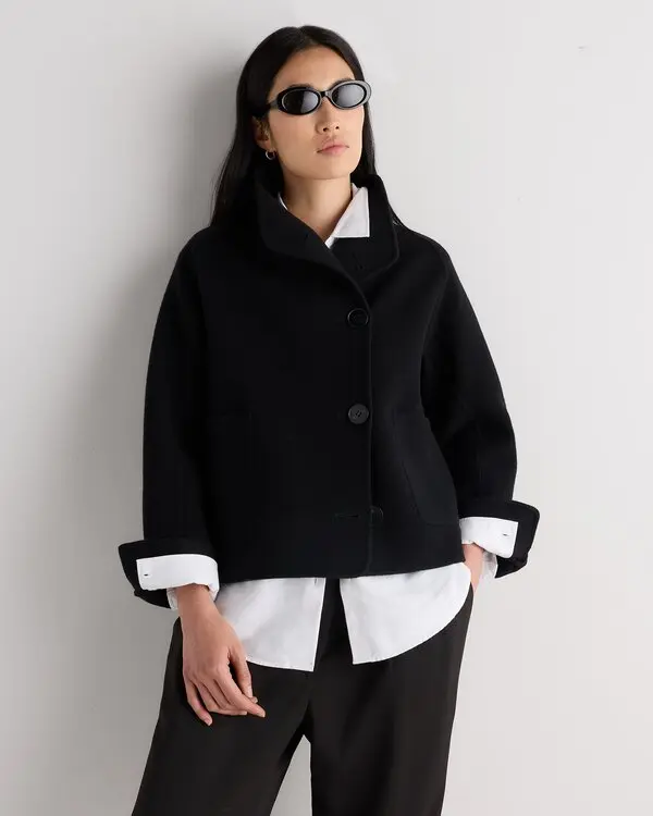 Quince Double-faced Merino Wool Funnel Neck Jacket