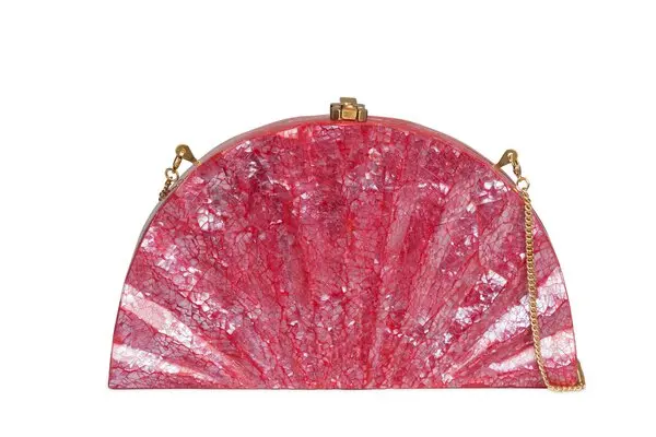Rocio Fandango Crimson Shell Clutch - Red