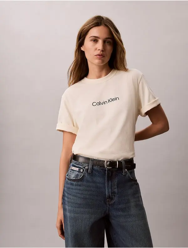 Calvin Klein Standard Logo Boxy Fit Crewneck T-shirt - Calico