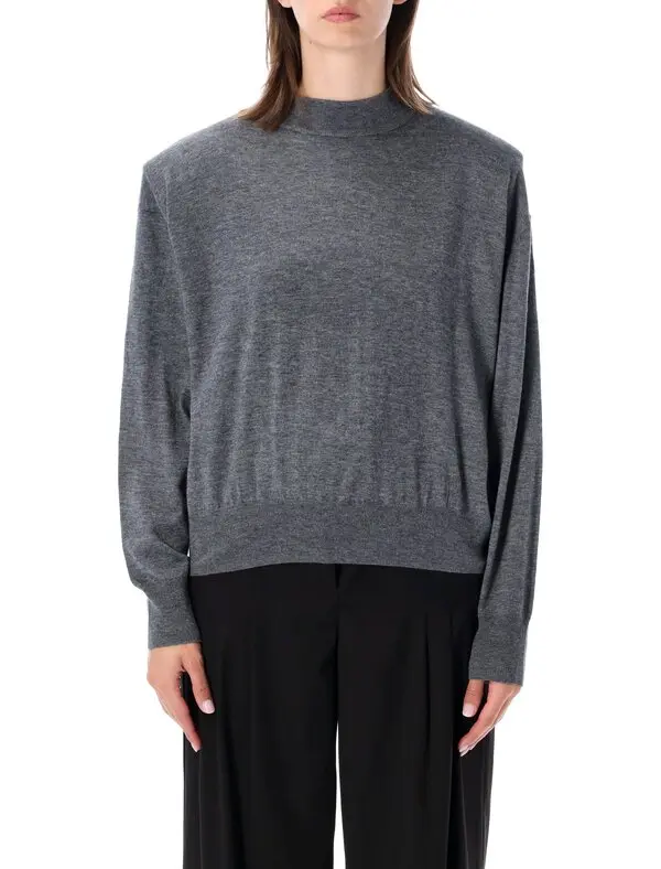 THE FRANKIE SHOP Wool-blend Turtleneck Sweater With Detachable Shoulder Pads - Grigio