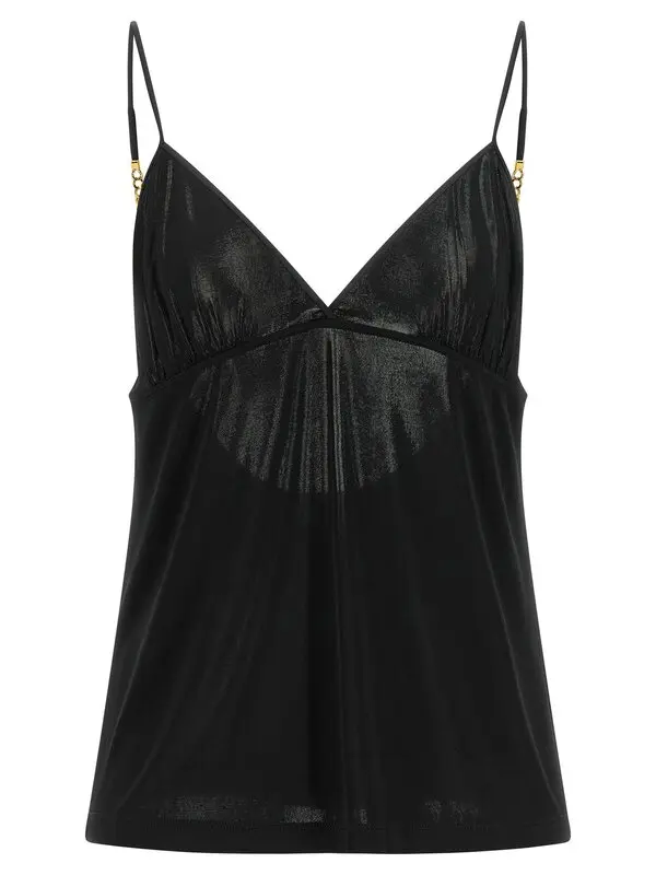 Saint Laurent V-neck Top With Cassandre Metal Detail - Nero
