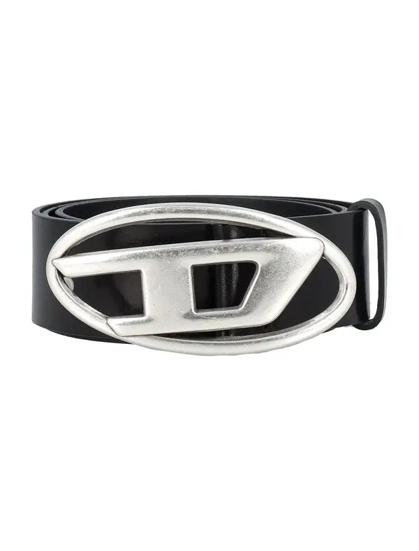 DIESEL® Oval Logo Leather Belt For