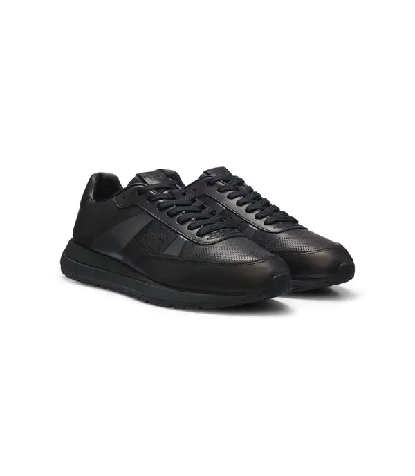 BOSS Porsche X Leather Sneakers With Perforated Details