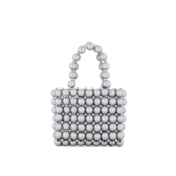 BELYED HANDCRAFT Fiona – Grey Wooden Bead Handbag Belyed